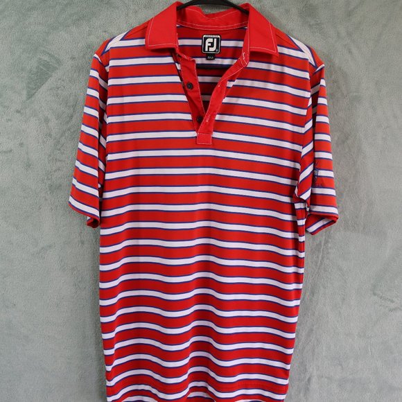 FootJoy | Shirts | Footjoy Fj Shirt Mens Small Red White Blue Striped ...